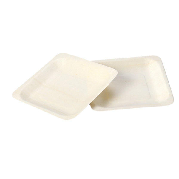 50pcs Square Disposable Wooden Plates 5.5 inch x 5.5 inch