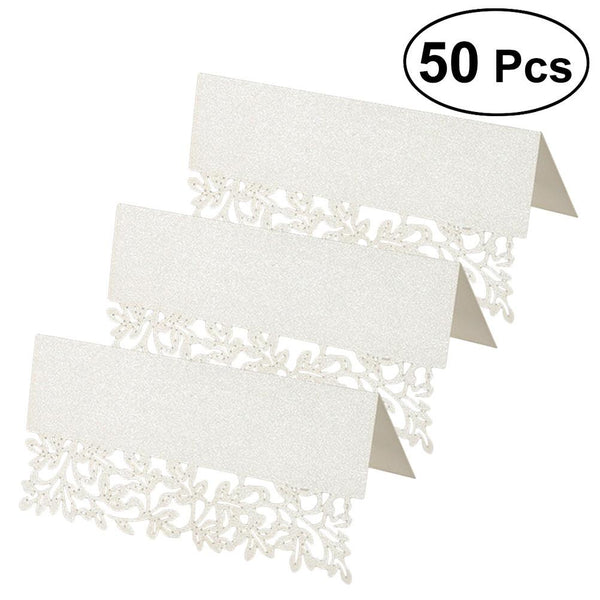 50pcs White Hollow Cut Table Cards