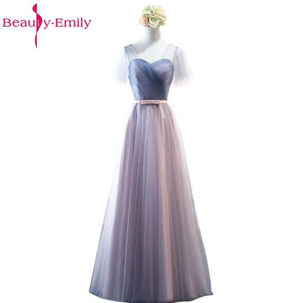 A Line Bridesmaid Dress Tulle Two Tone