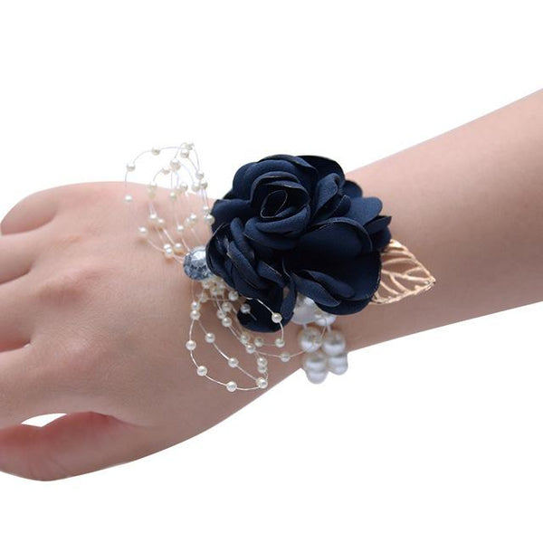 Corsage Crystal Silk Flower Multiple Colors