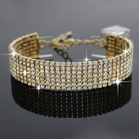 Stretchy 5 Row Rhinestone Crystal Bracelet
