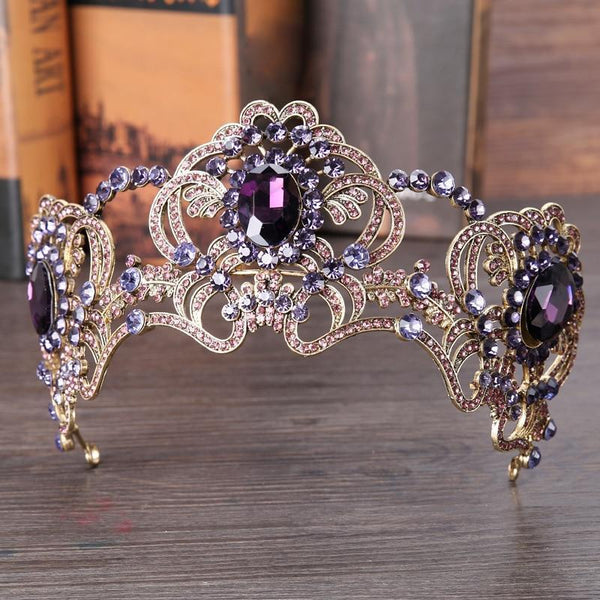 Purple flower crystal wedding tiara