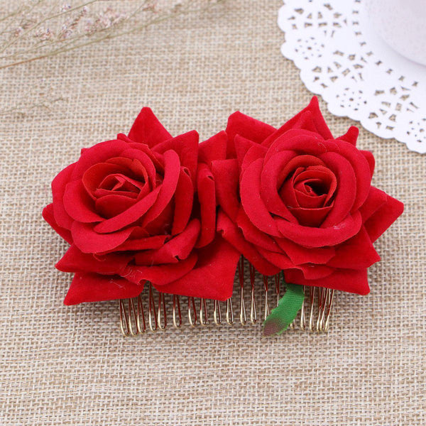 Rose Flower Hair Comb Multiple Colors