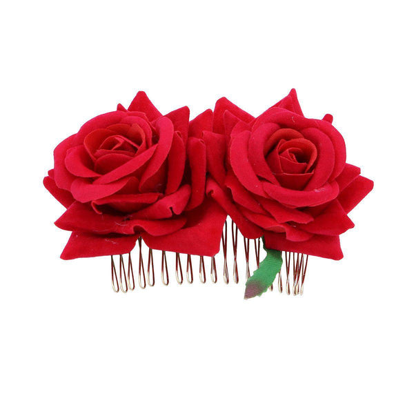 Rose Flower Hair Comb Multiple Colors